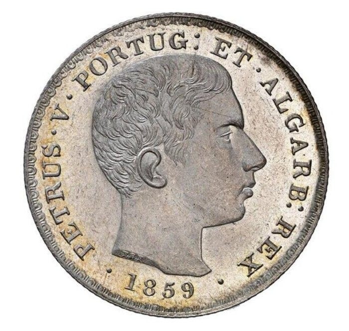 Portugal. D. Pedro V (1853-1861). 500 Reis 1859 - 3º Tipo - NGC - MS63 ...