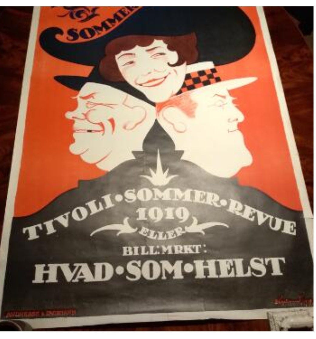 Litografisk plakat, Thor Bøgelund, motiv: Original Tivoli Sommer Revue ...