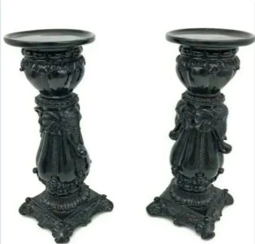 2 STK LYSESTAGER, SORTE - RESIN | DBA