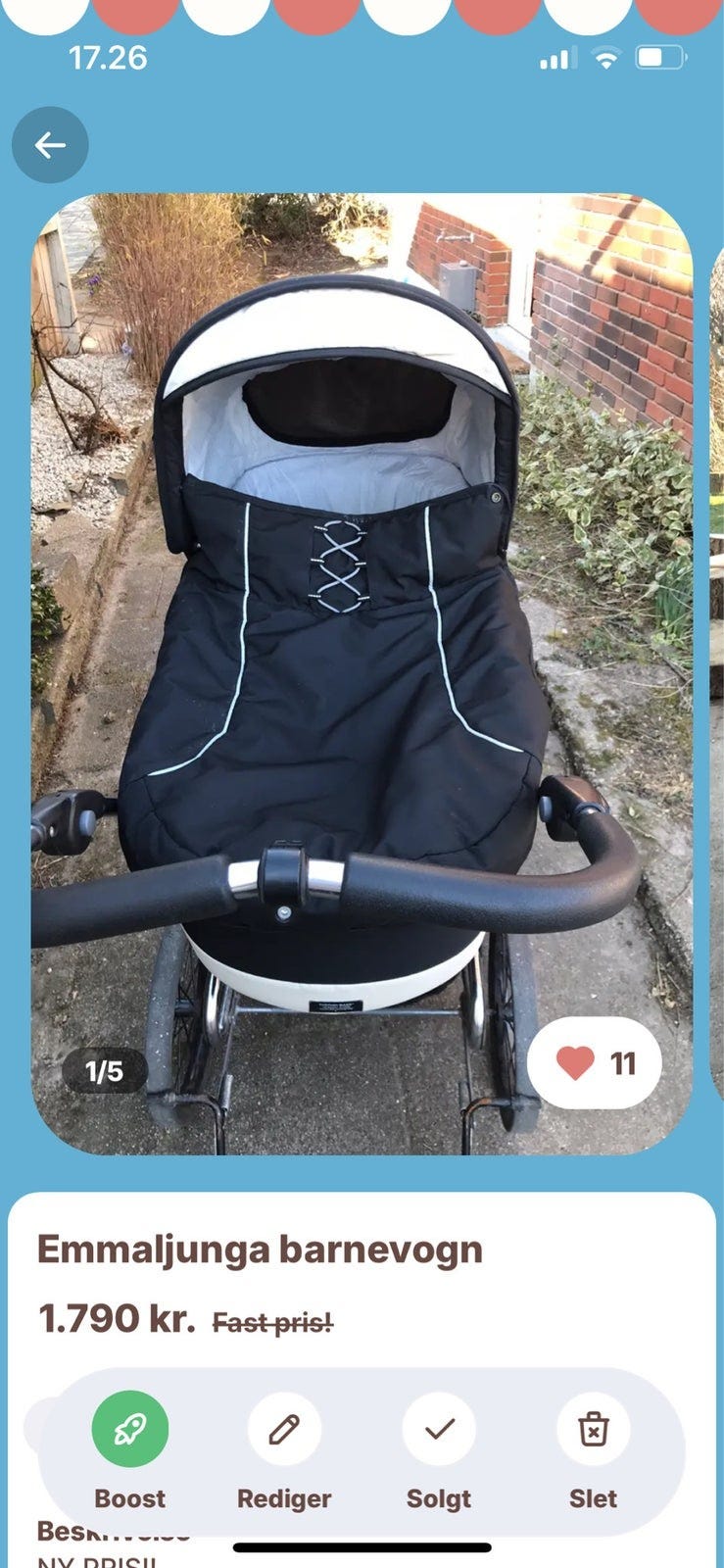 Barnevogn, Emmaljunga Big star , liggemål (cm): 97 | DBA