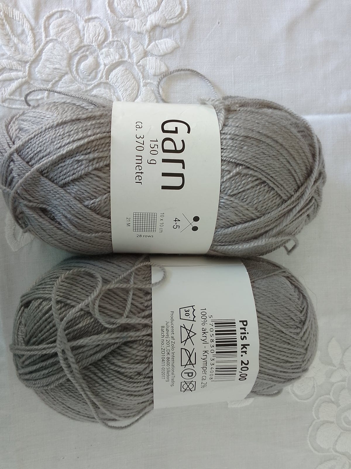 Garn, 7 stk. Lys Grå, farve nr ZO10411-032017 | DBA