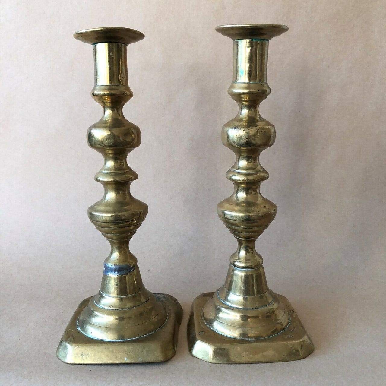 Lysestager, Messing, 150 år gl. | DBA