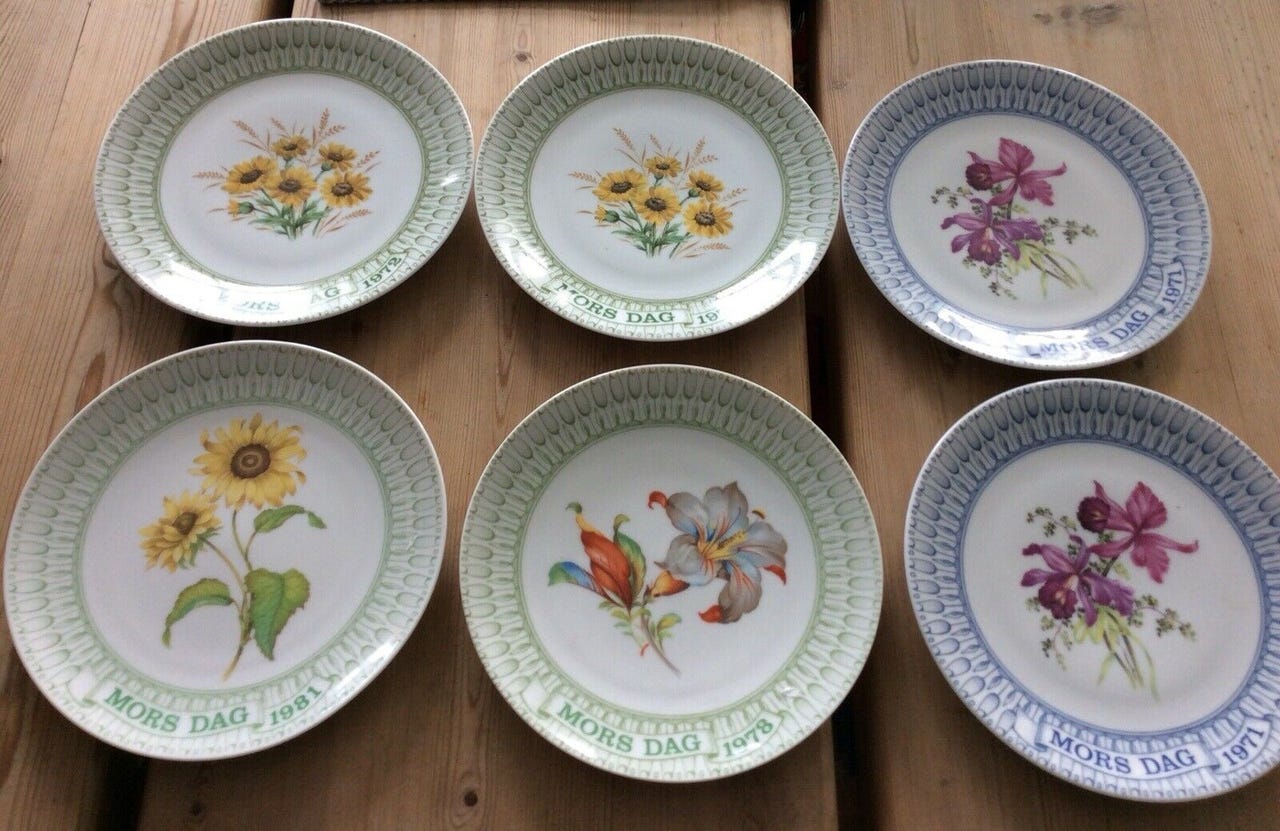 Mors dags platte (1971-1982) Decoration, Egemose Blomster platte ...