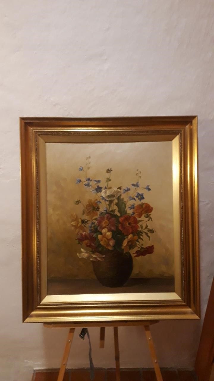 Oliemaleri, Yelva Vermehren (1878 - 1980), motiv: Blomster/Have | DBA