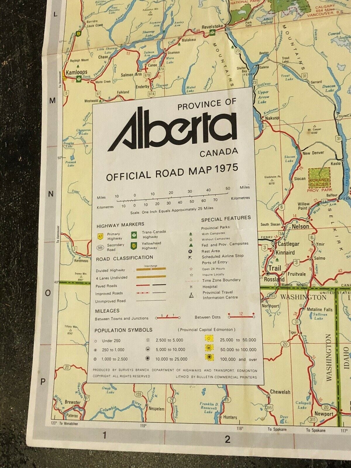 Landkort, Fint gl. kort over staten Alberta i CANADA | DBA