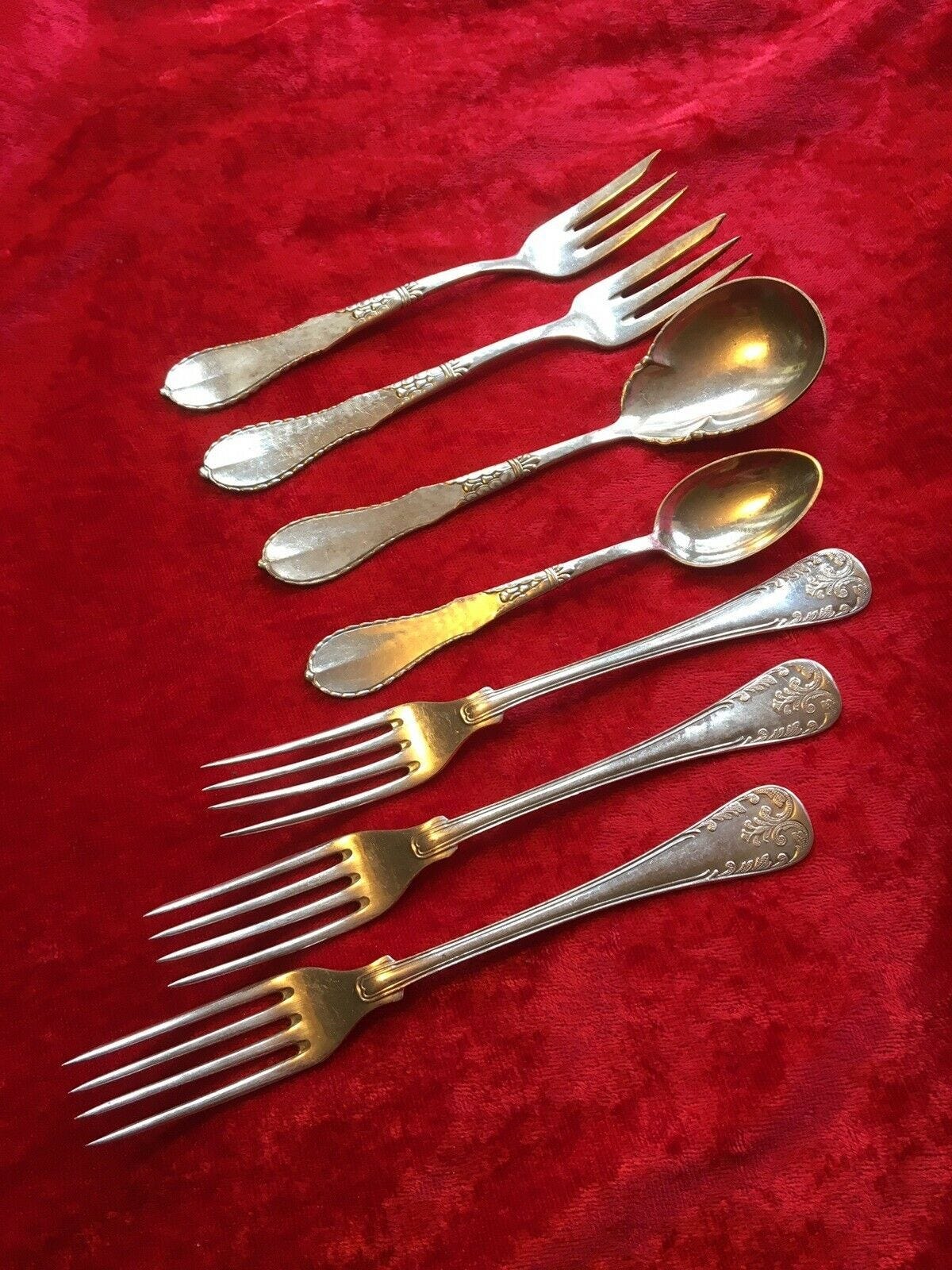 Gammelt frokost og dessert bestik, Stemplet sølv og plet | DBA