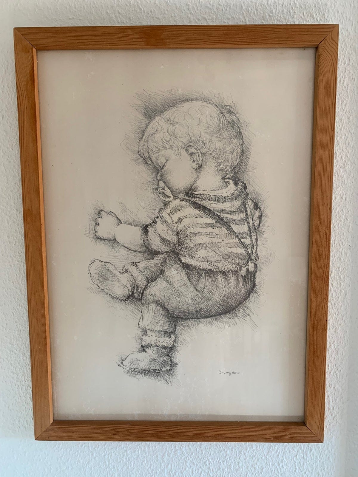 Tegning, Ib Spang Olsen, motiv: Sovende barn | DBA