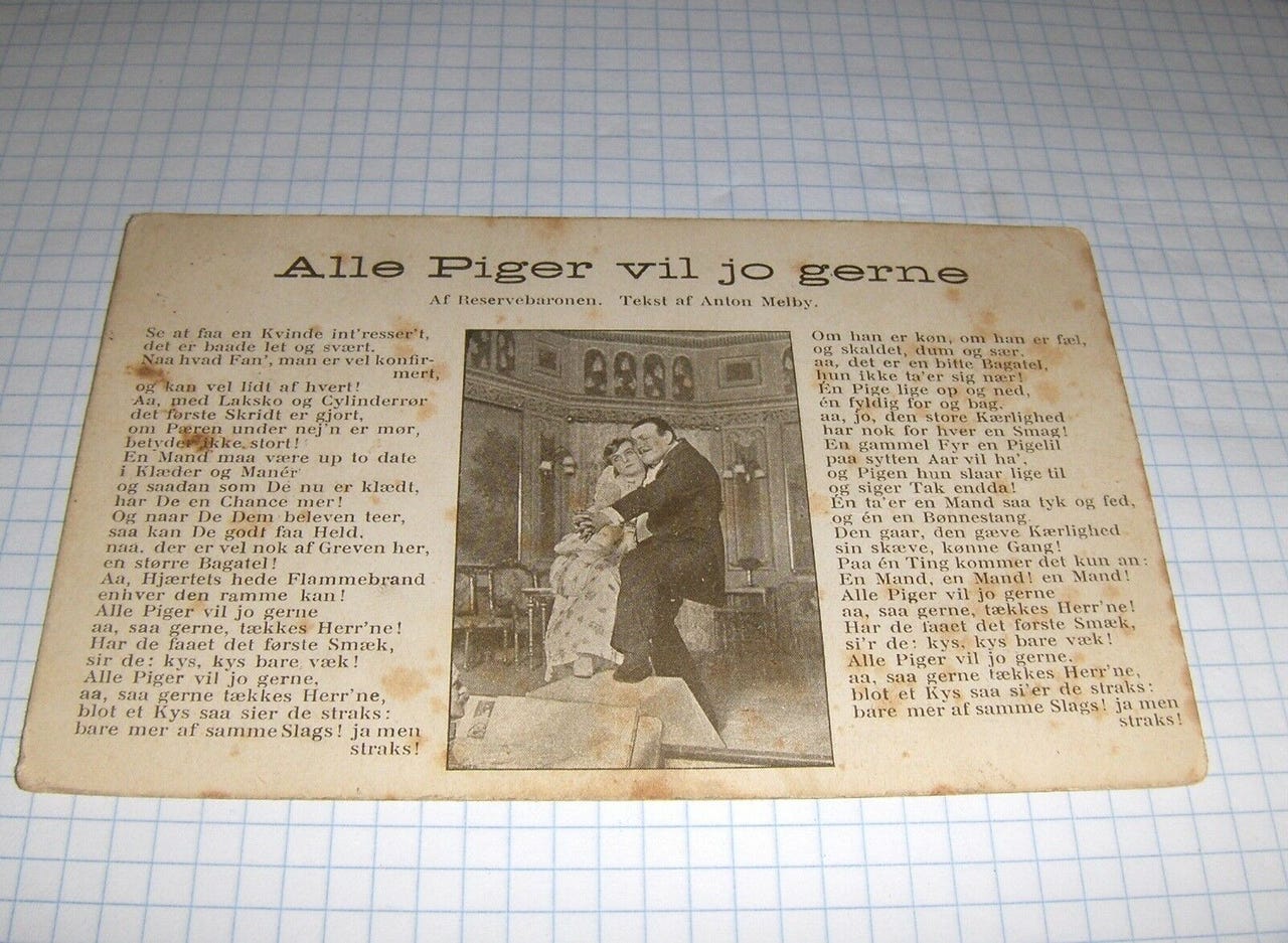 Postkort, GAMMELT BREVKORT - ALLE PIGER VIL JO GERNE - 1916 | DBA