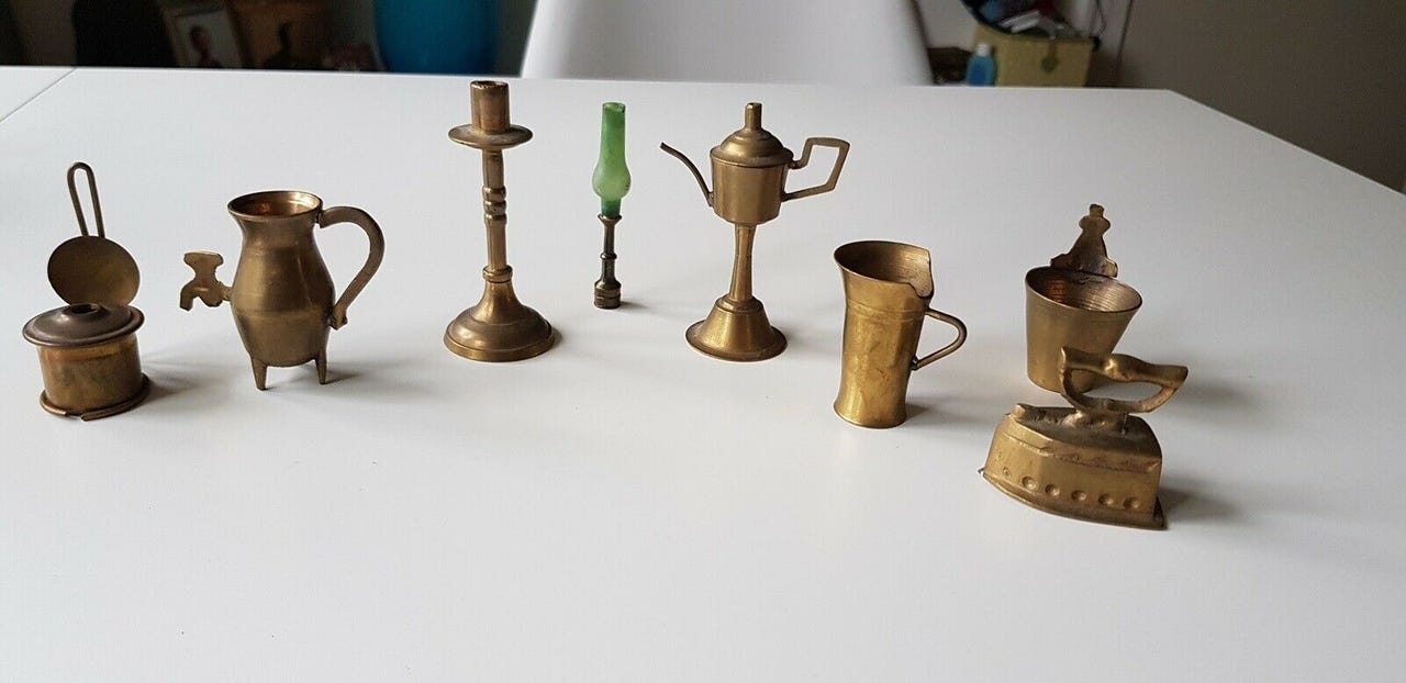 Messing, miniature figurer til sættekasse/dukkehus/pynt | DBA