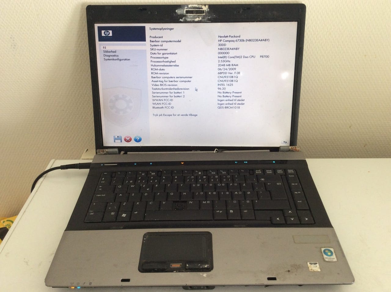 HP Compaq 6730b , Intel® Core™2 Duo Processor P8700 3M Cache, 2.53 GHz | DBA