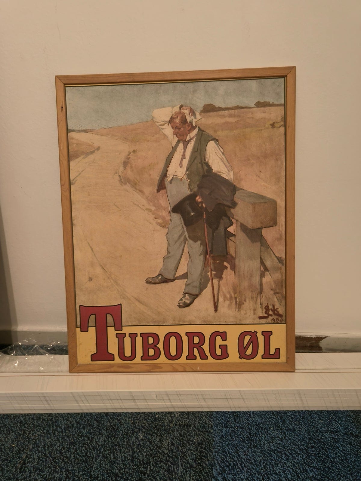 Billede tryk på træ, Tuborg, motiv: Den tørstige mand | DBA