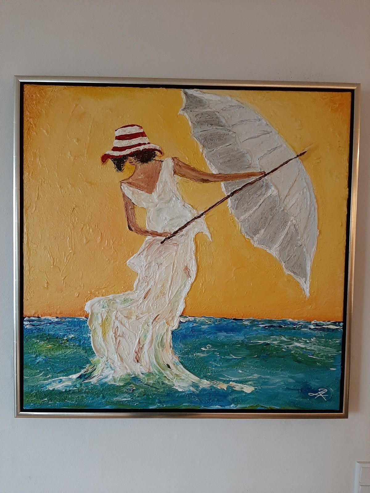 Akryl: Leif Rabøl, 80x80cm. Fiks færdig, malerier, privat, figurer... | DBA