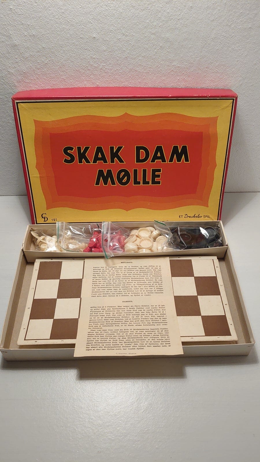 Spil, Skak,Dam,Mølle. Sjældent Drechsler spil CD 191 | DBA