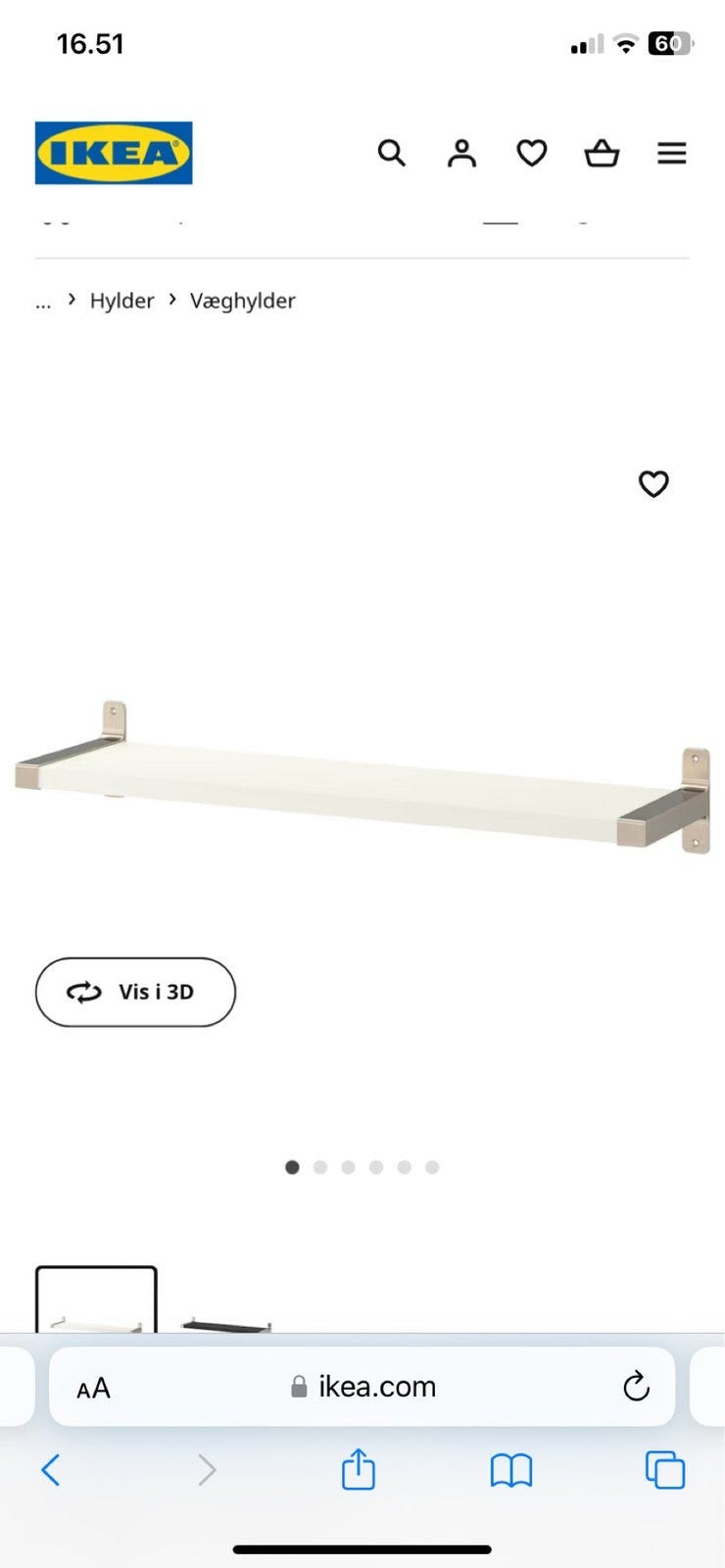 Hvid hylde, 80 x 20, Bergshult og Granhult hyldeknægte | DBA