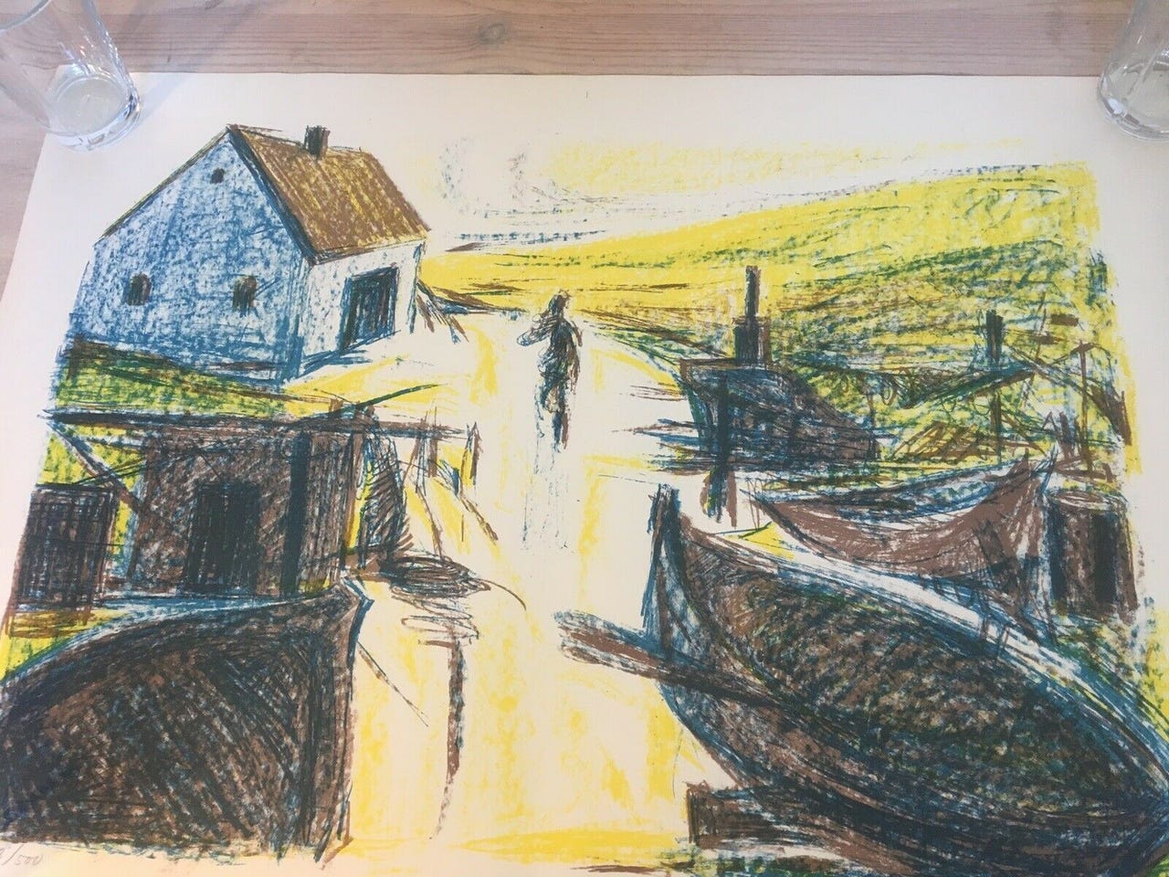 Litografi, Else Jensen, motiv: Landskab | DBA