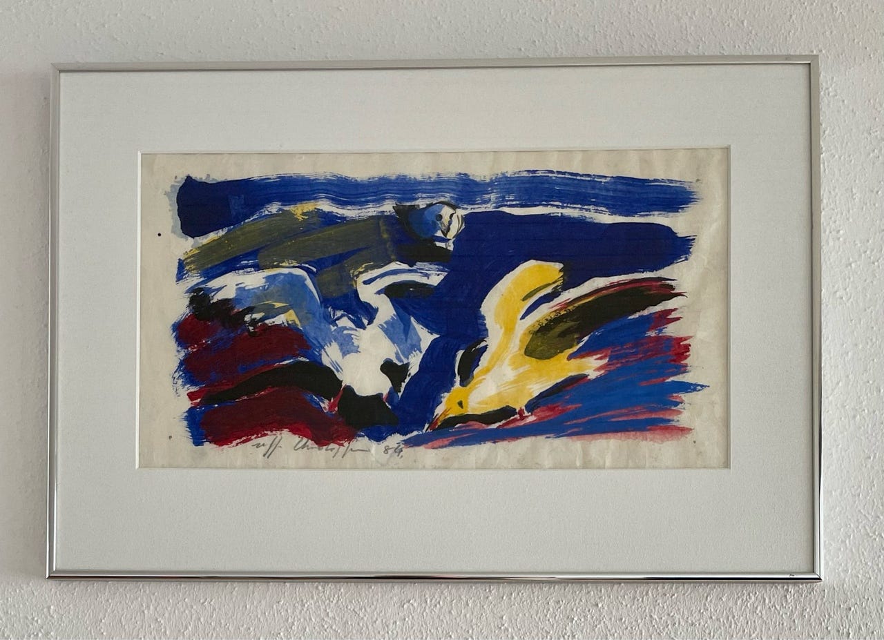 Gouache, Uffe Christoffersen, motiv: Dyr | DBA