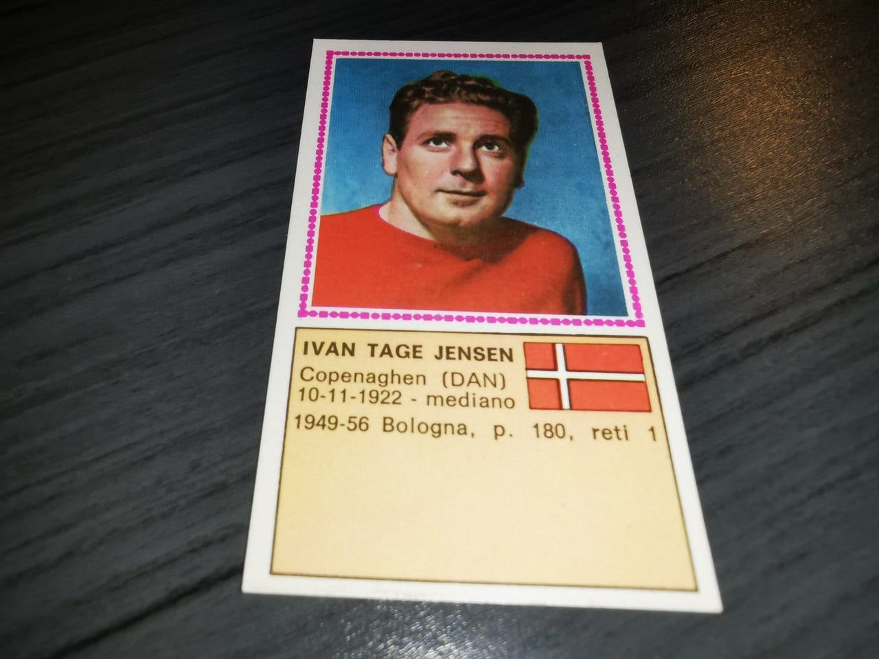 Samlekort, Tage Ivan Jensen Bologna FC 1970 fodbold kort | DBA