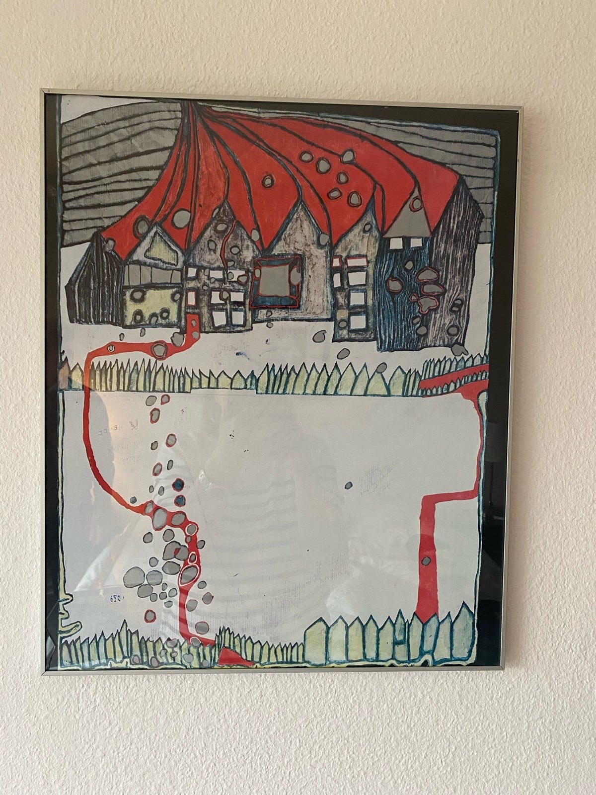 Plakat, Friedensreich Hundertwasser, motiv: Huse i sne | DBA