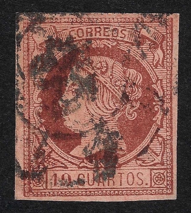 Spanien 1860 - Isabel II 19c Castaño sobre salmón con certificado ...