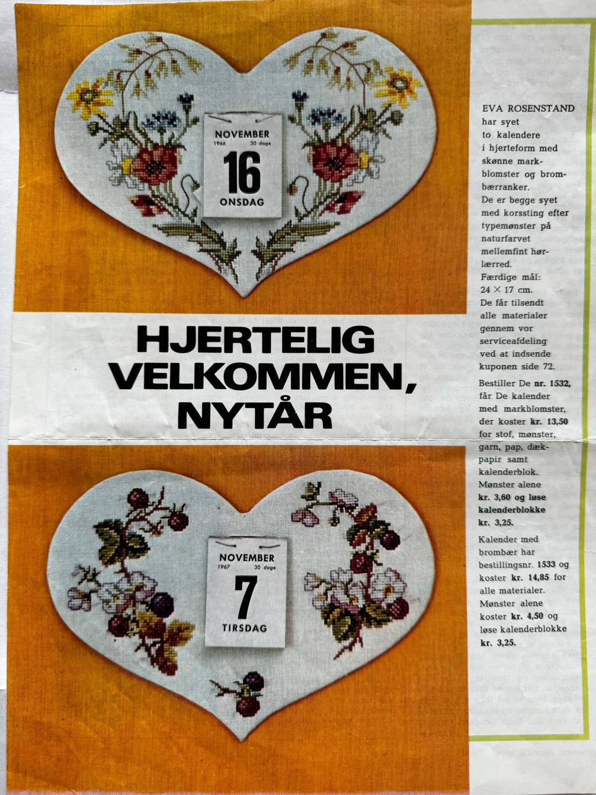 🪡Kalender: MARKBLOMSTER 1 - Vintage Broderimønster - © 1967 EVA ...