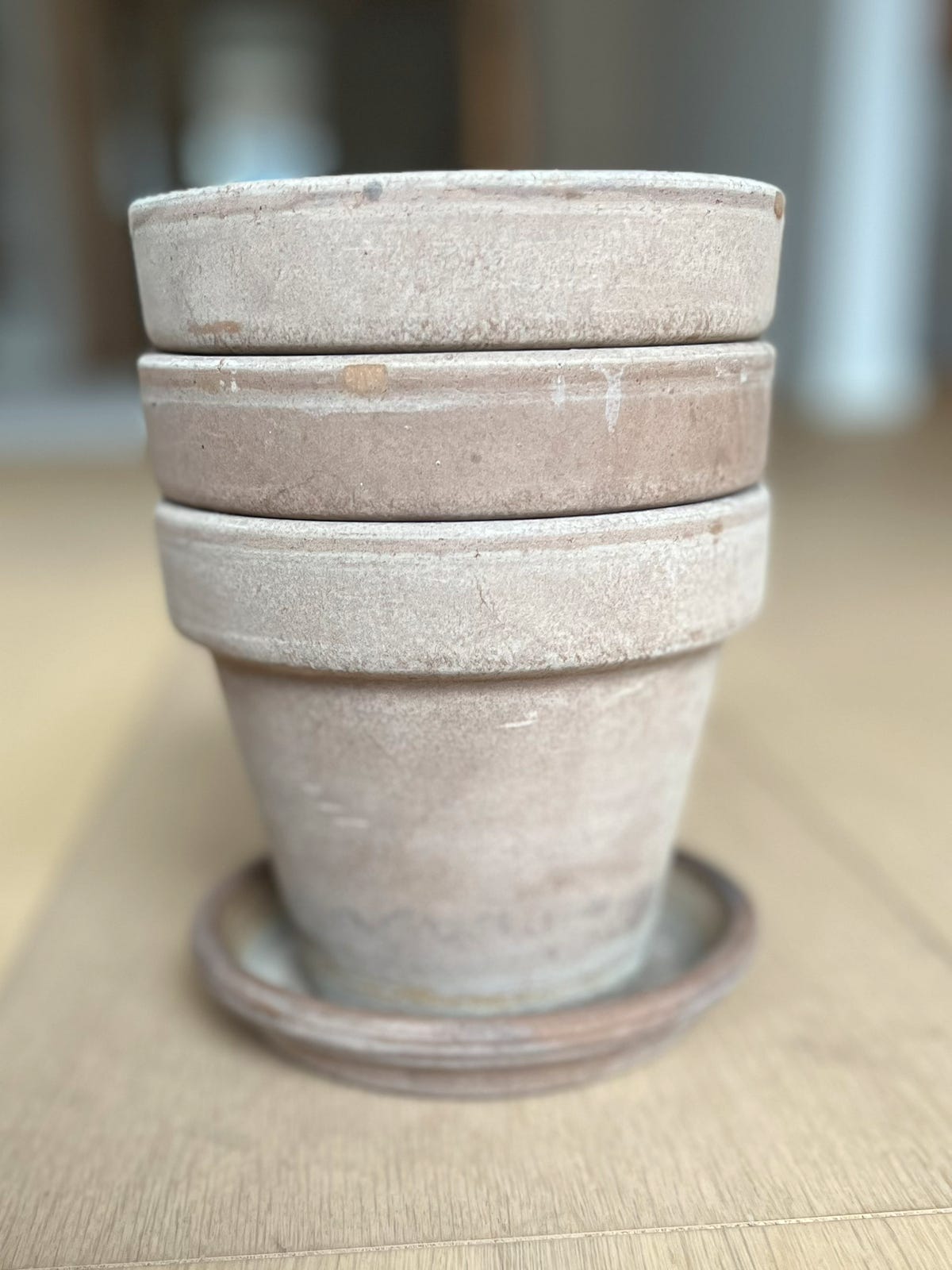 3 Degrea Ø13 cm potter med én enkelt Ø13 undertallerken | DBA