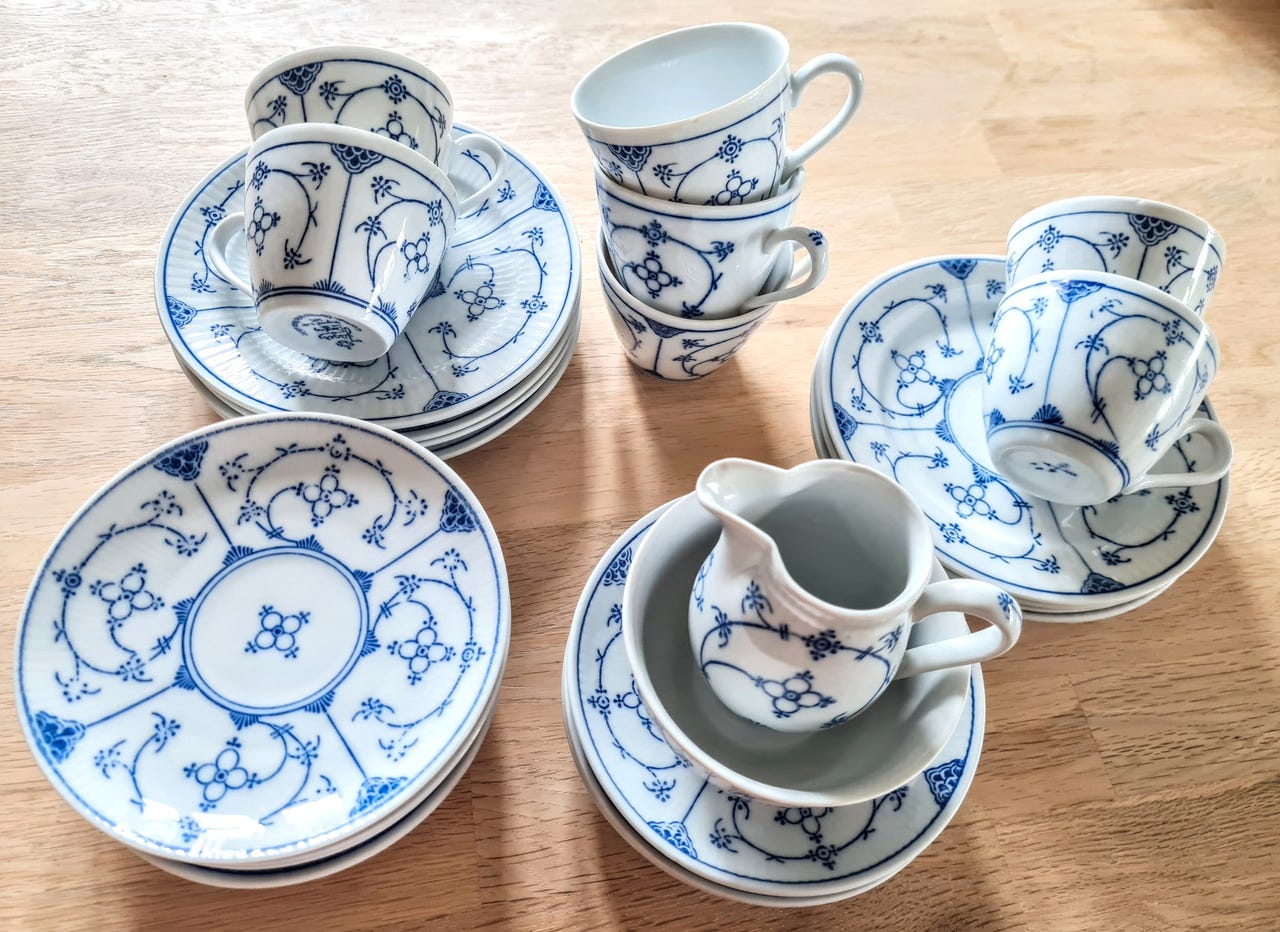 Fattigmands musselmalet tysk porcelæn | DBA