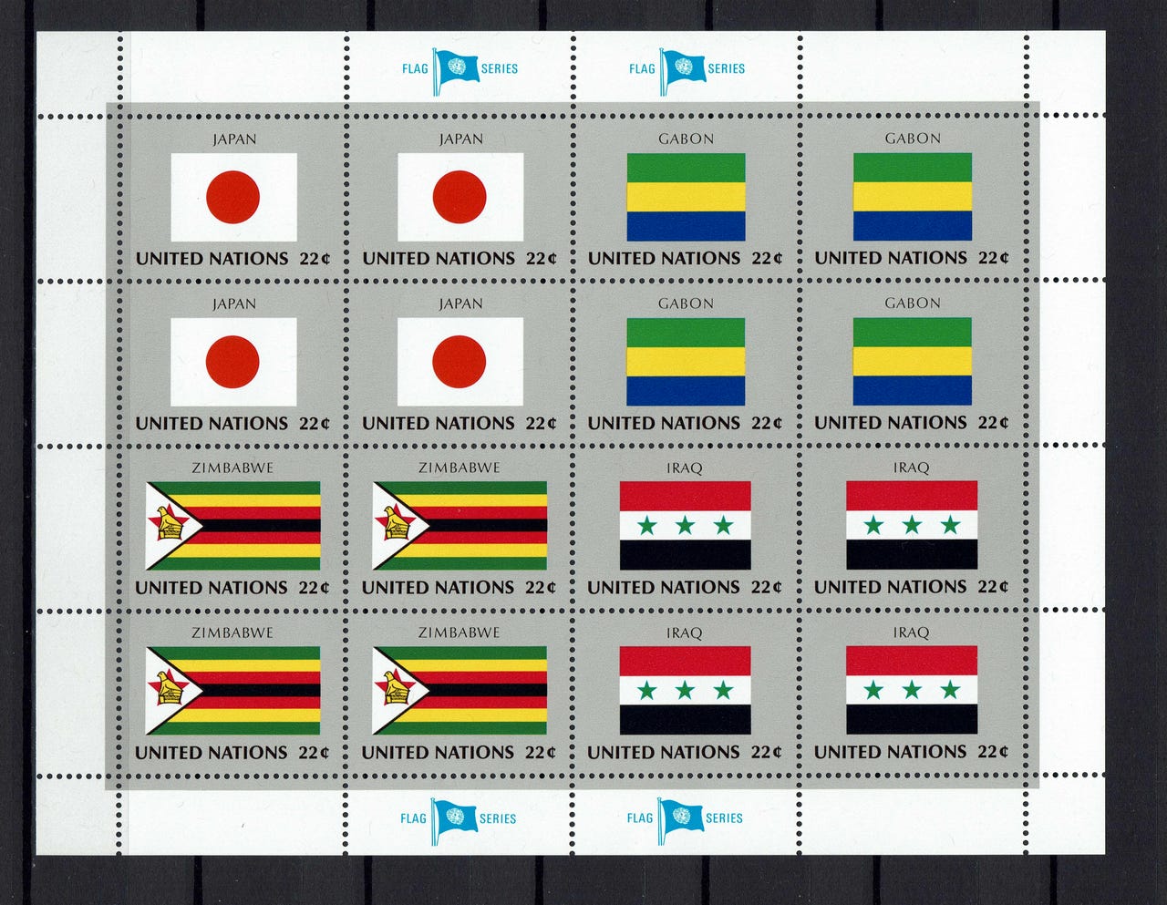 UN New York. Flagserie kpl. i små-ark. 1987. Pf. ( 5995 ) | DBA