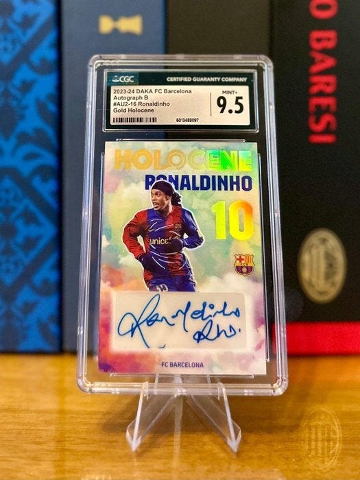 2023/24 Daka FC Barcelona Ronaldinho Autograph /20 Gold Holocene CGC 9. ...