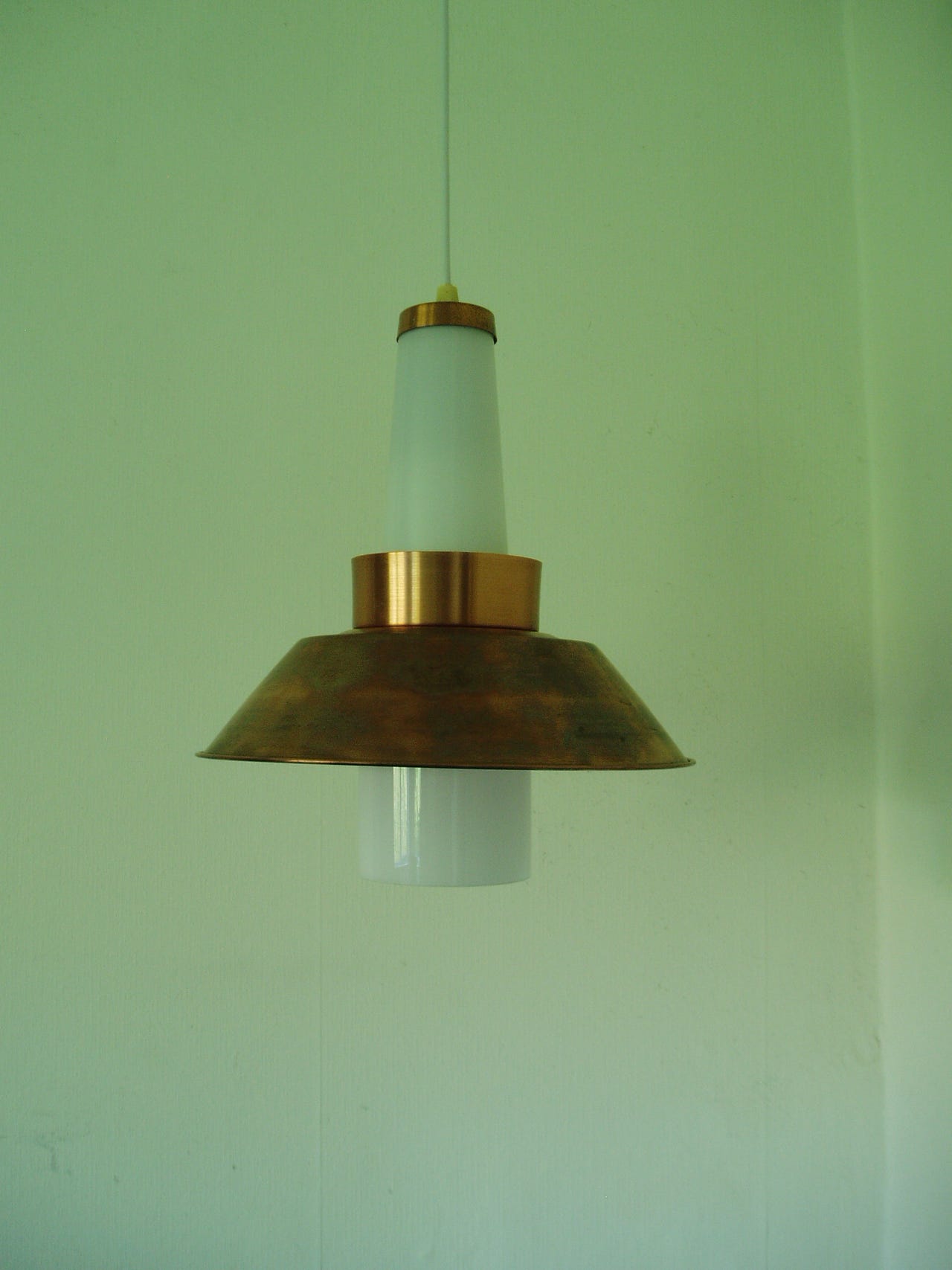 Vintage pendel kobber/opalglas. | DBA