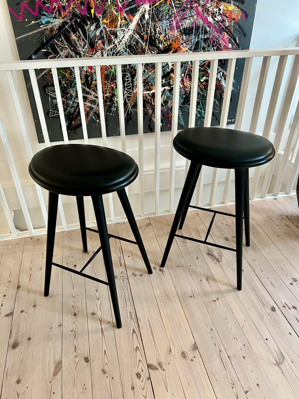 2 stk Mater High Stool H: 74 cm - Sortlakeret Eg - Mater høj barstol | DBA