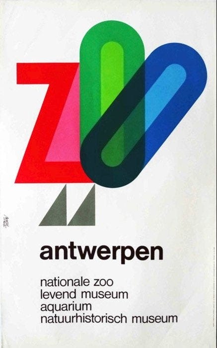 Andre Pasture - Offset Litho - Vintage - Antwerp Zoo - Andre Posture ...