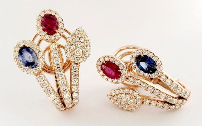 DD Gioielli - Øreringe - 18 kraat Rosaguld - 8.12ct. tw. Diamant (Natur ...