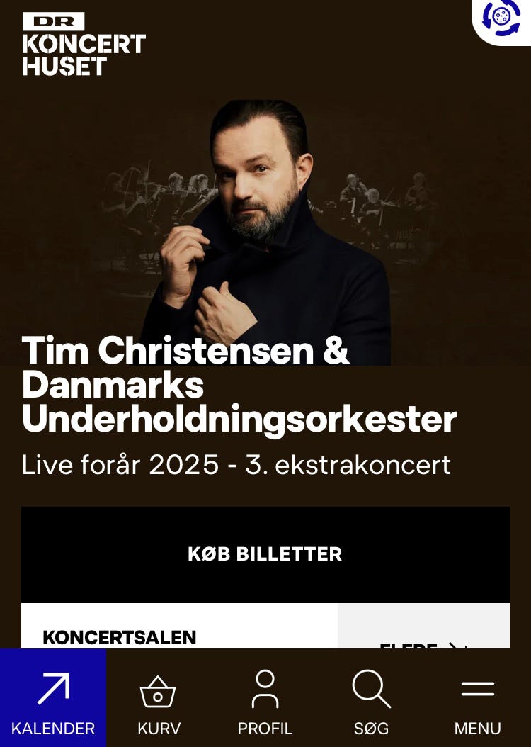 Selling two tickets for Tim Christensen & Danmarks Underholdningsorkester | DBA