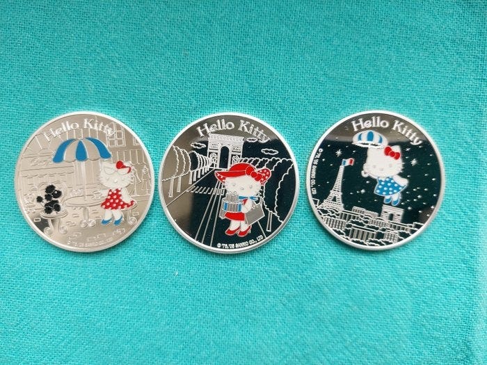 Frankrig. 1 1/2 Euro 2005 "Hello Kitty" (3 monete) Proof | DBA