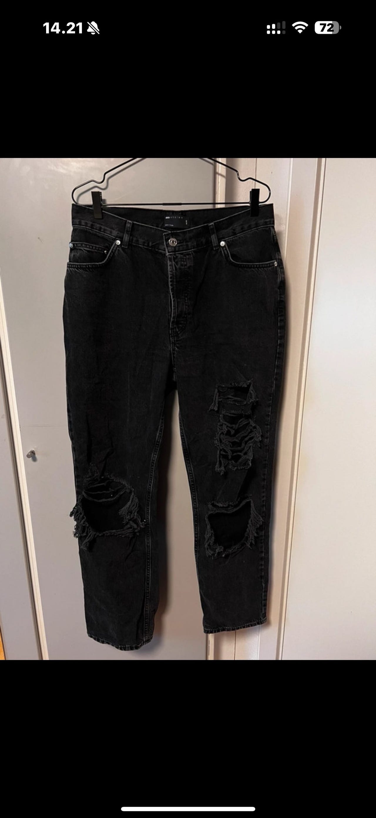 ASOS Design Sorte Damejeans W34 L med Riveeffekt | DBA