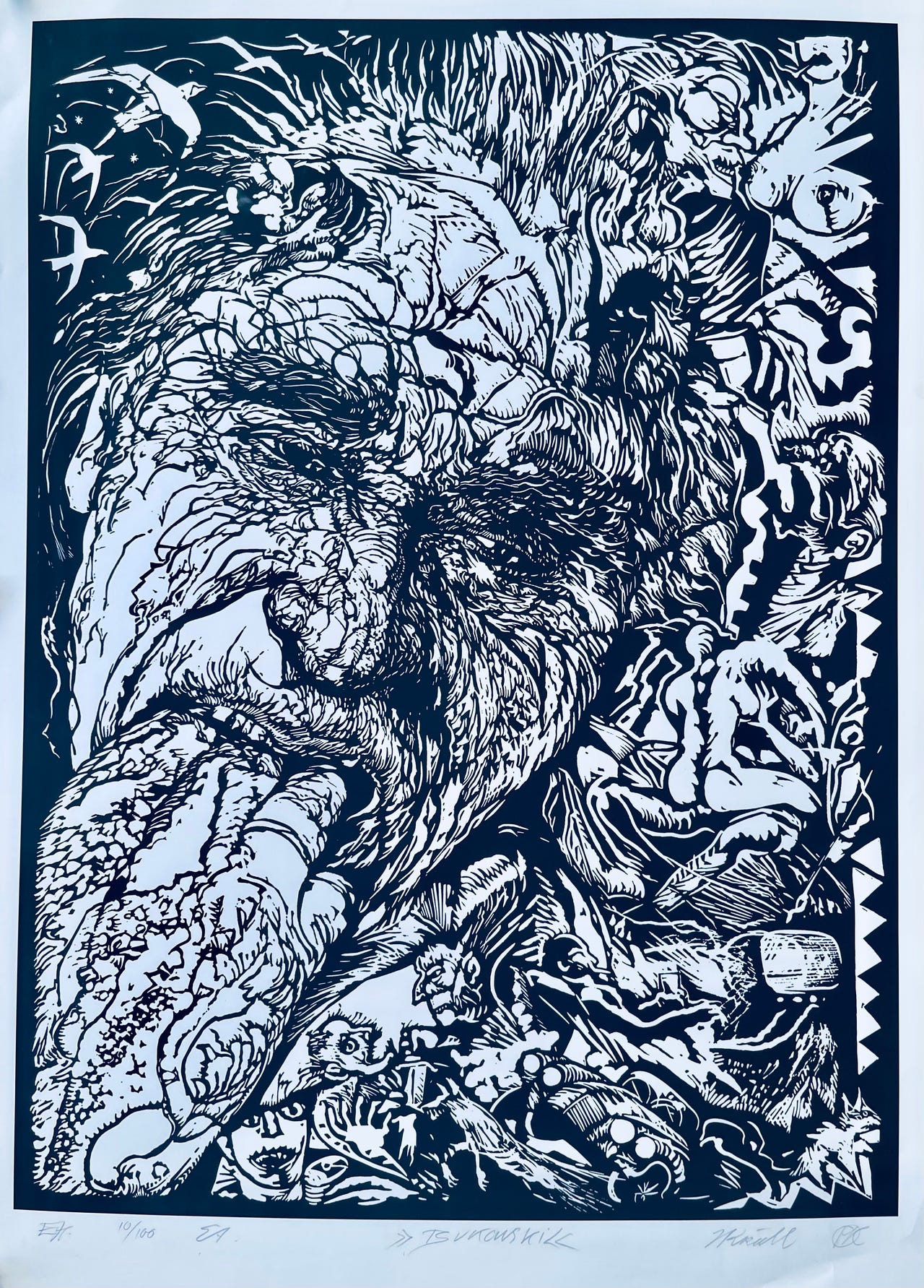 Bukowski linoleumsnit af Hans Krull | DBA