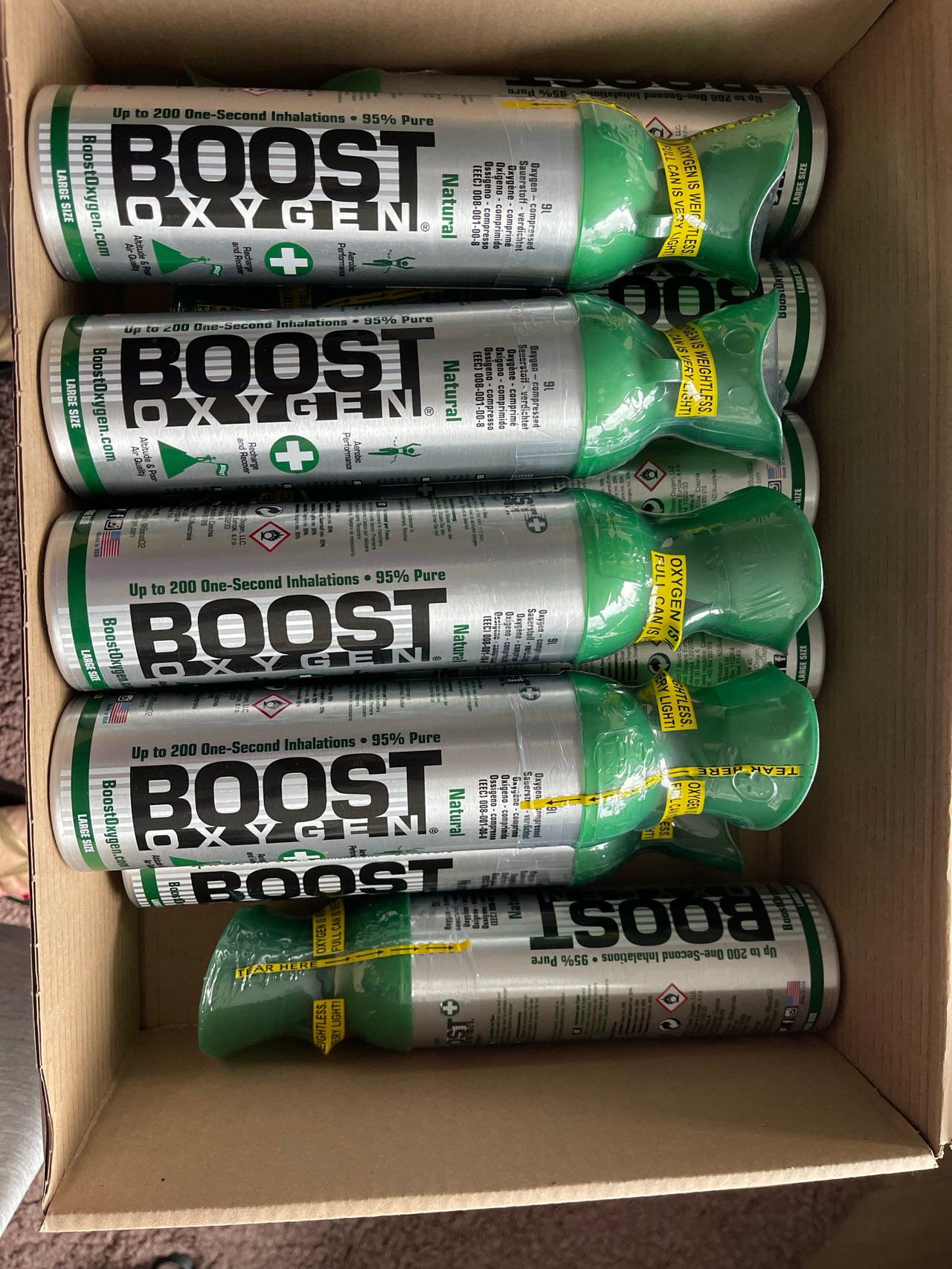 Boost Oxygen Oxygenflaske 10 -pack 95% O2 9L Natural | DBA