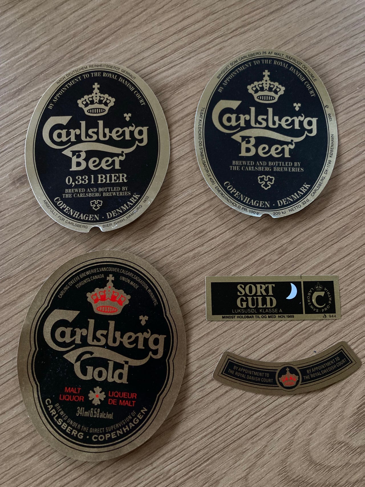 Carlsberg Beer & Carlsberg Gold – sæt af 5 etiketter | DBA