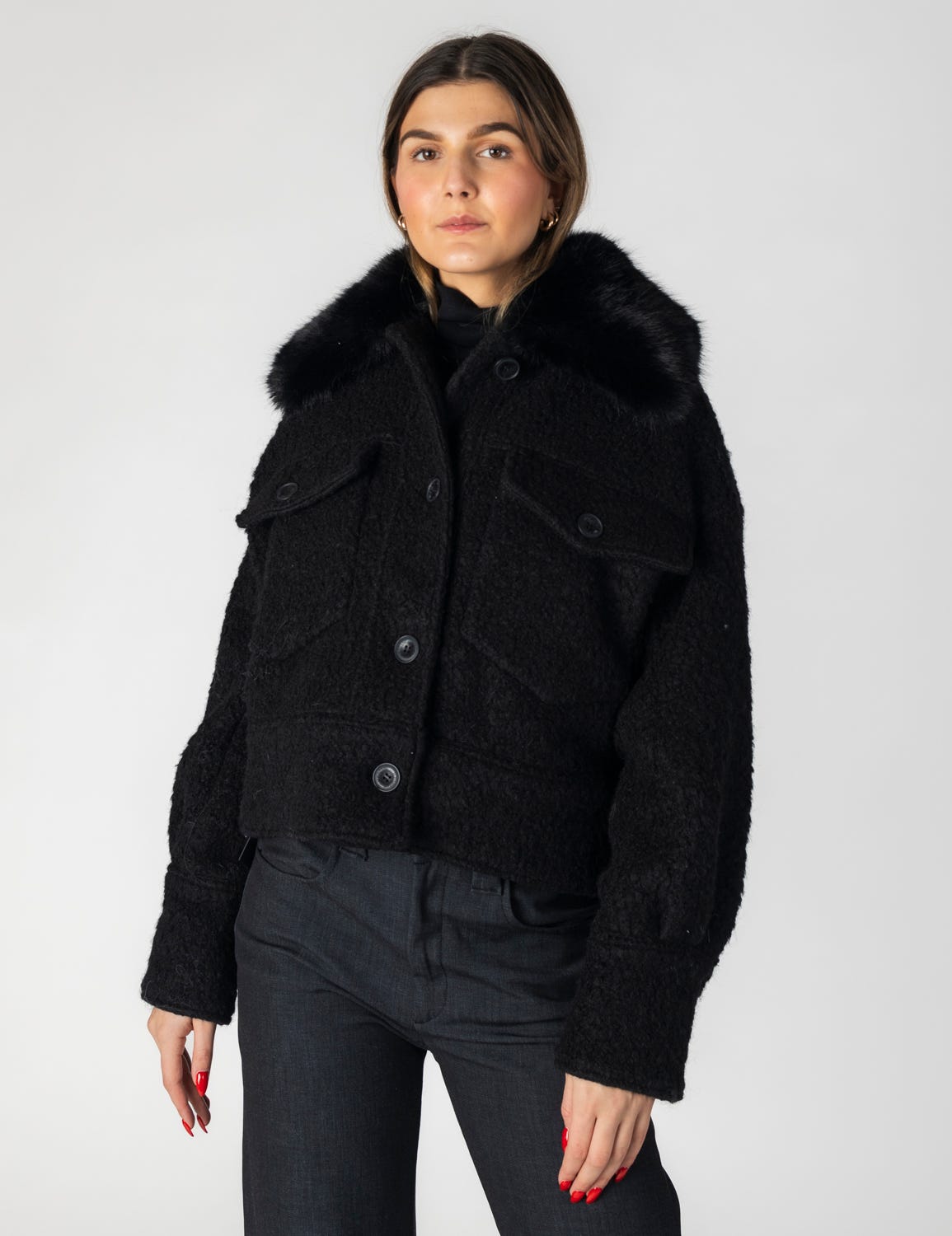 MEOTINE CHARLIE JACKET WOOL BOUCLE - BLACK S/M | DBA