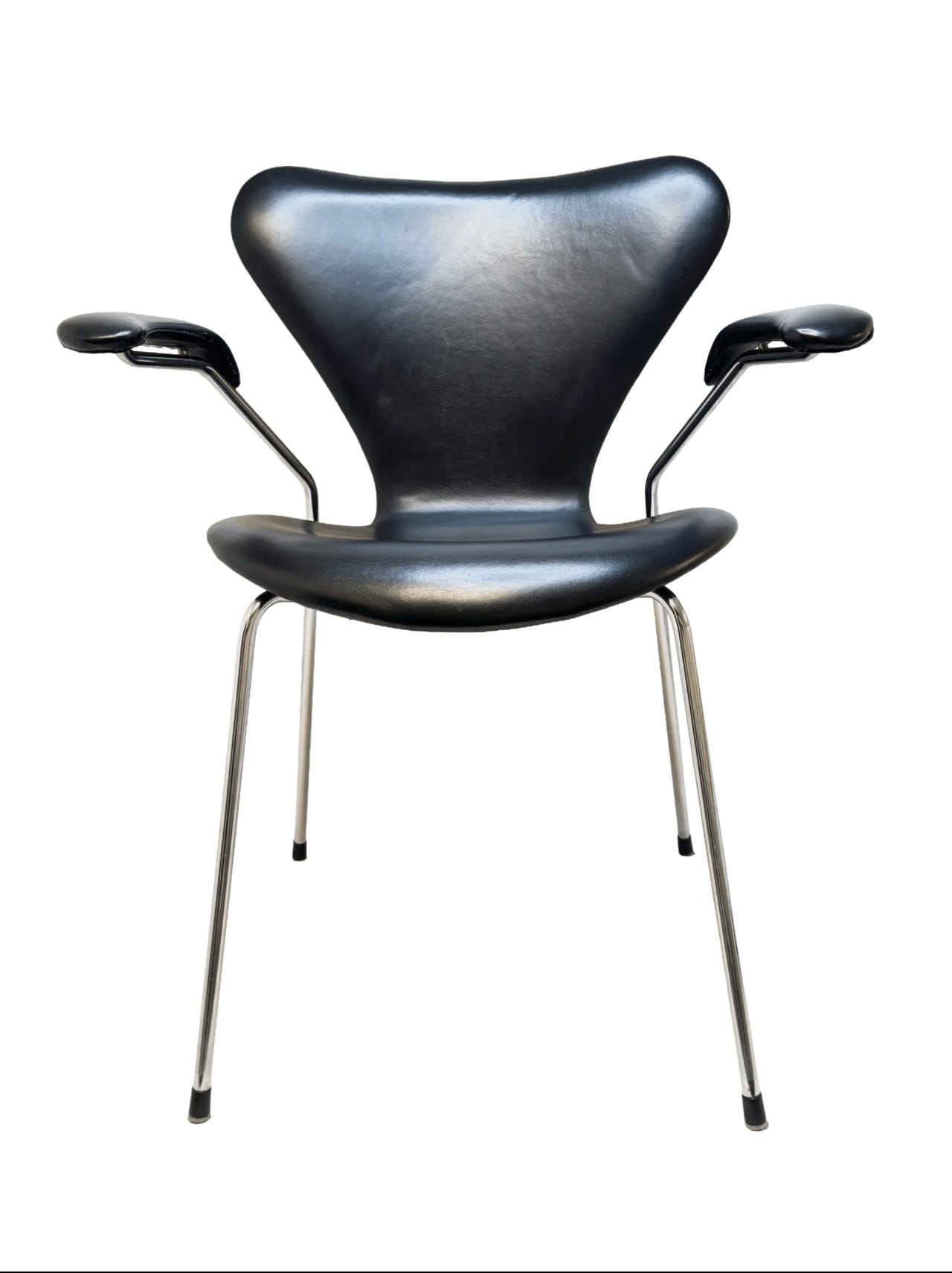 Arne Jacobsen 7er sort læder armlæn | DBA