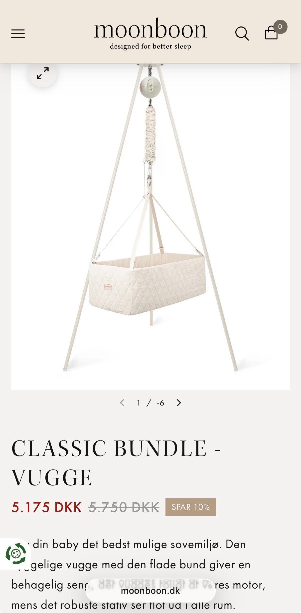 Moonboon Classic Bundle slyngevugge med connect motor | DBA