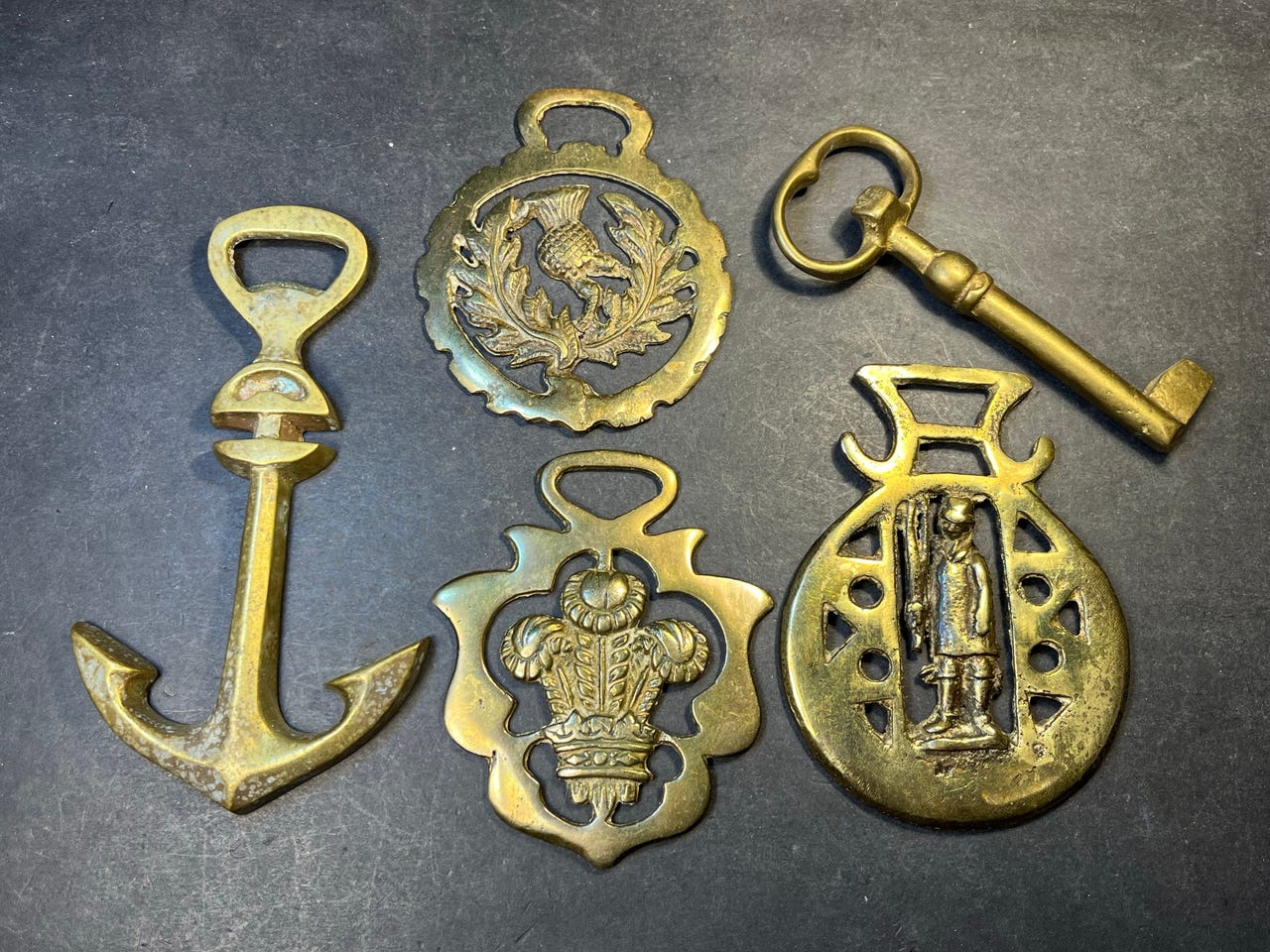 Ældre Messing pynt, maritimt anker, emblemer, oplukker, | DBA
