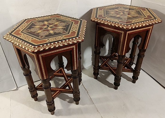 Lampebord (2) - Træ - Bistående borde Taracea | DBA