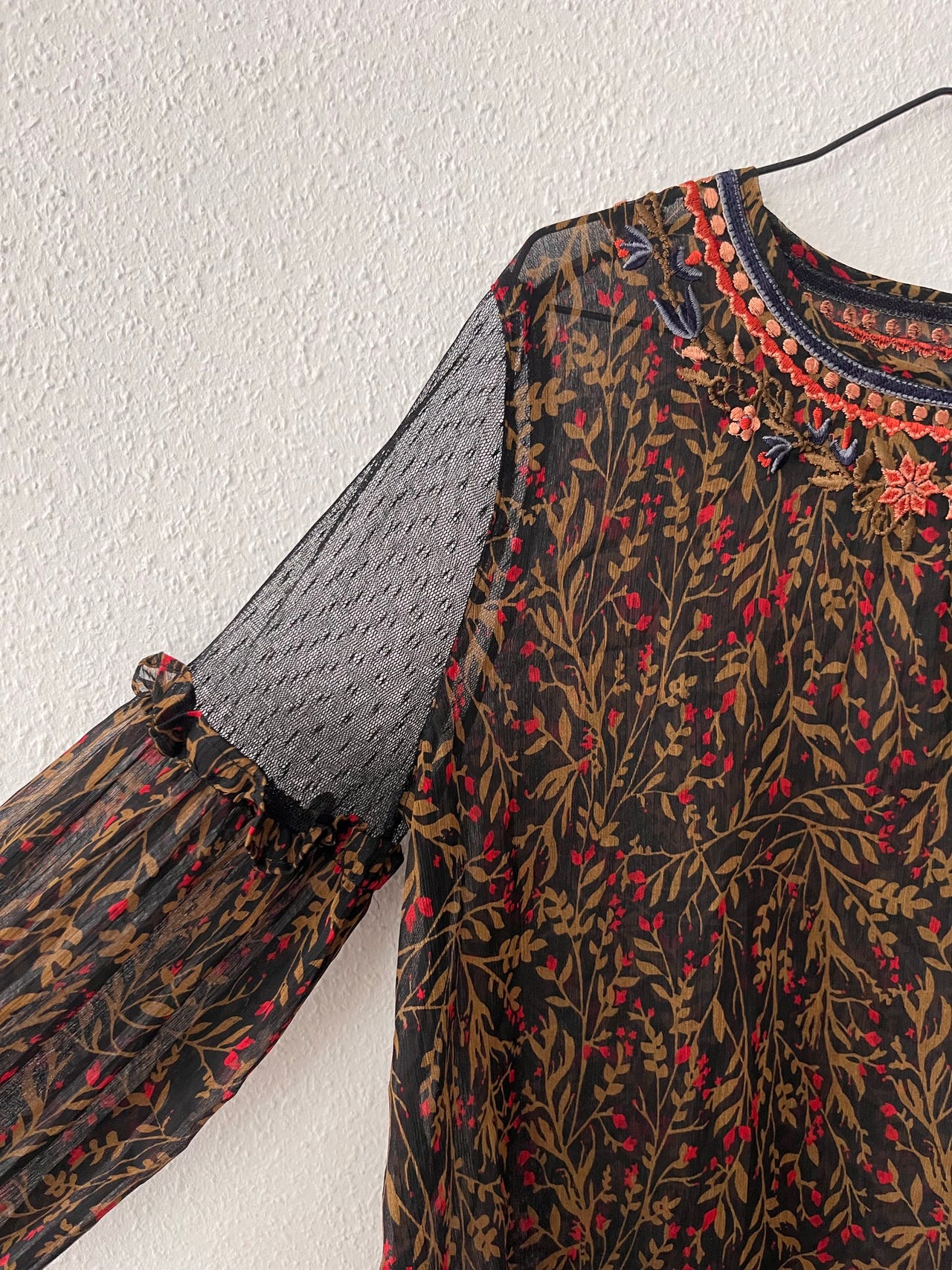 Zara Bluse Brun Chiffon XS | DBA