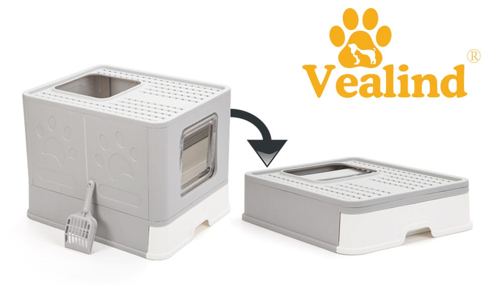 Vealind Foldable Cat Litter Tray Litter Box | DBA