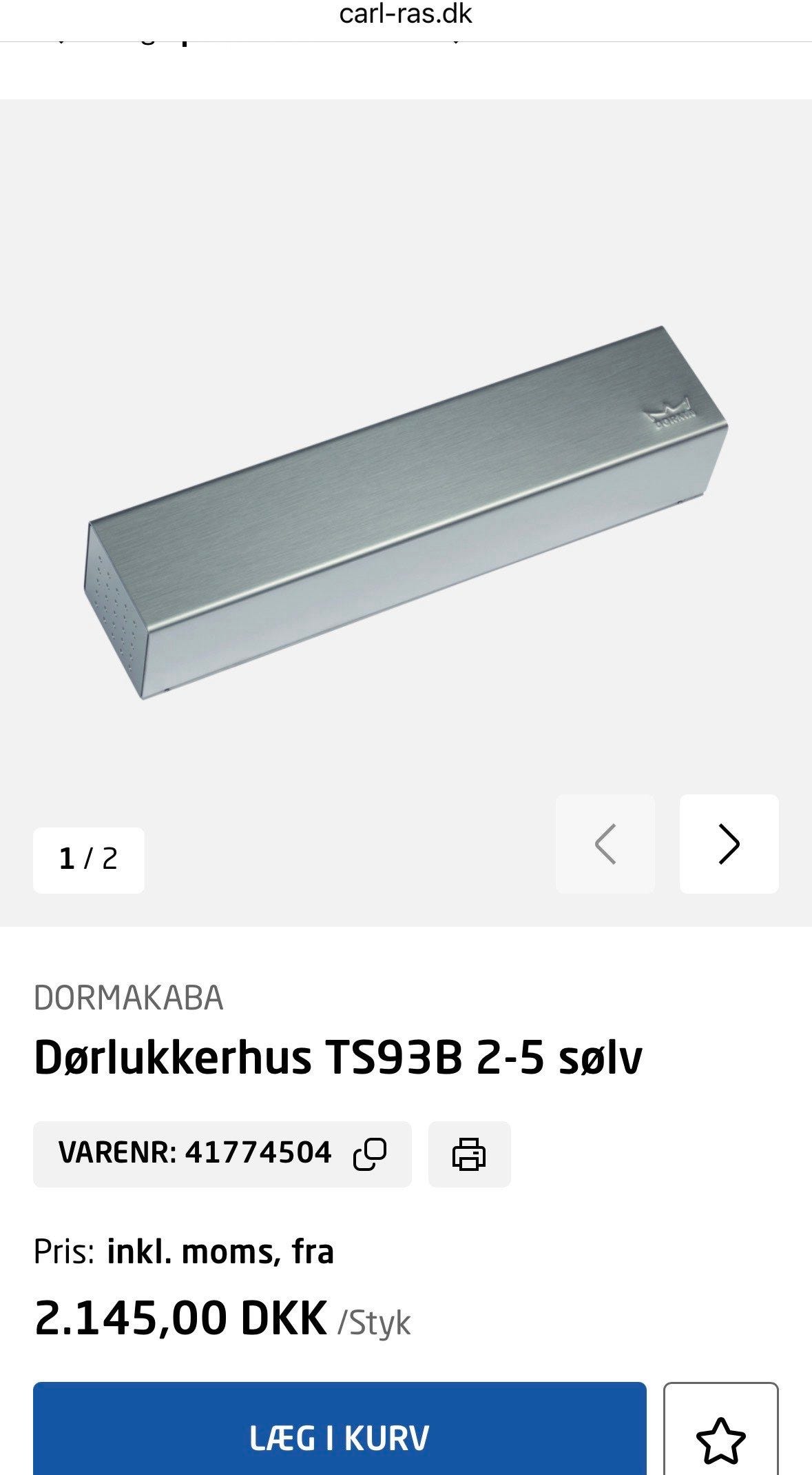 DormaKaba dørlukkere TS 93 B EN-2-5 BC/DC, Sølv | DBA