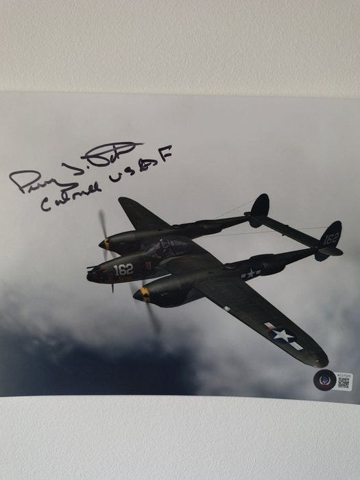 Perry Dahl - Pilot 432 Fighter Squad - Signeret foto med Beckett COA ...