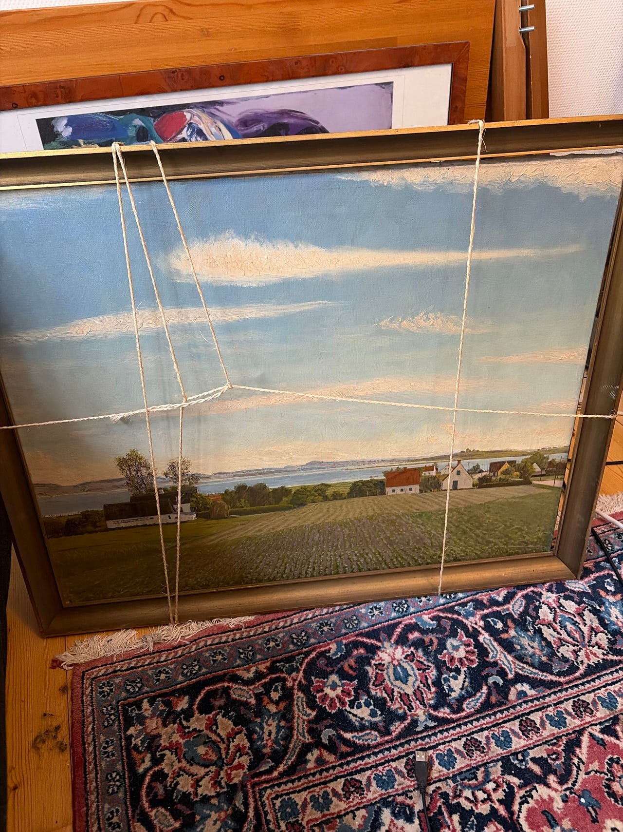 Dansk oliemaleri fra 1938 – Parti fra Lillebælt – signeret E ...