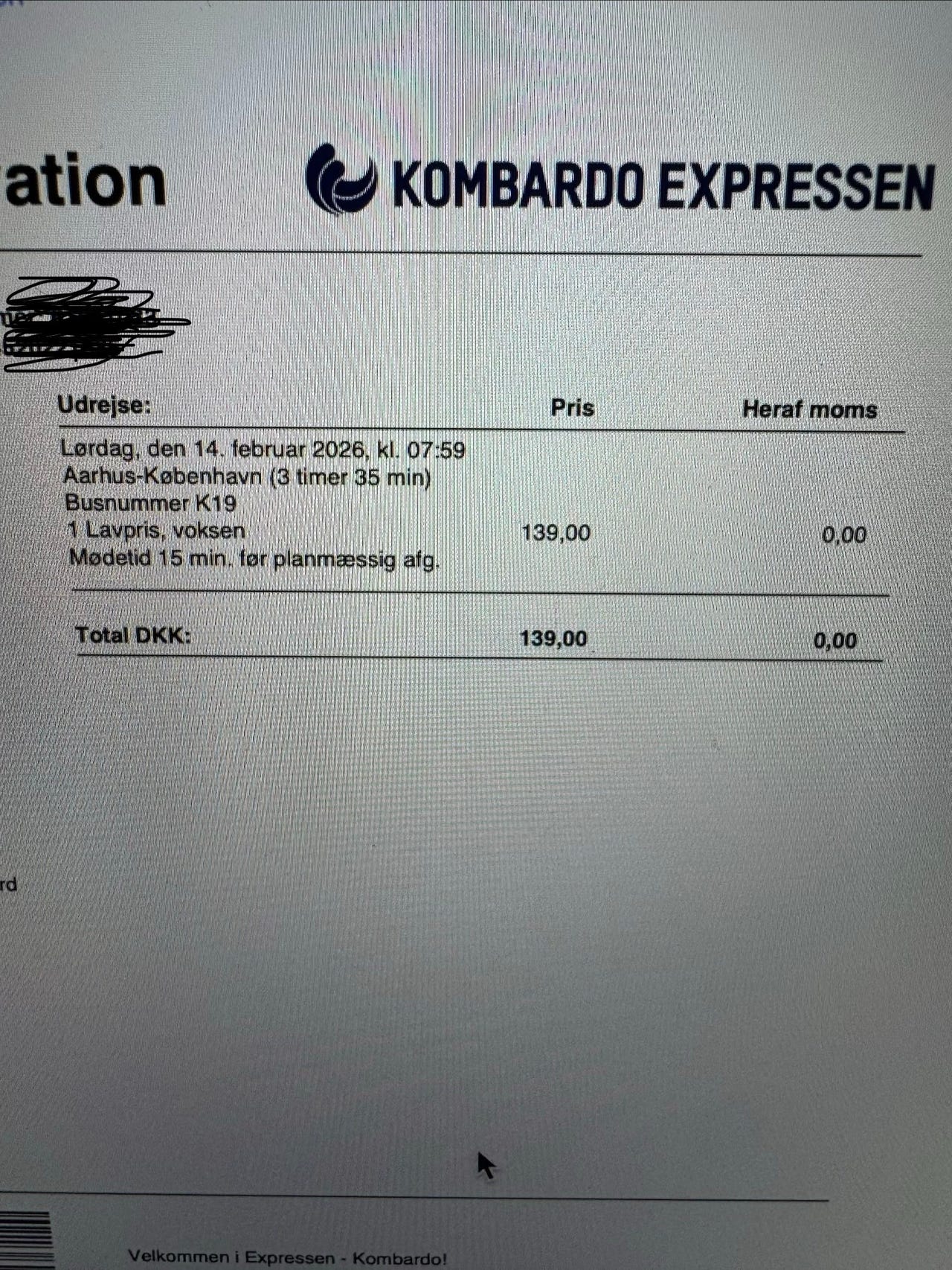 Kombardo Expressen Aarhus- københavn voksenbillet | DBA
