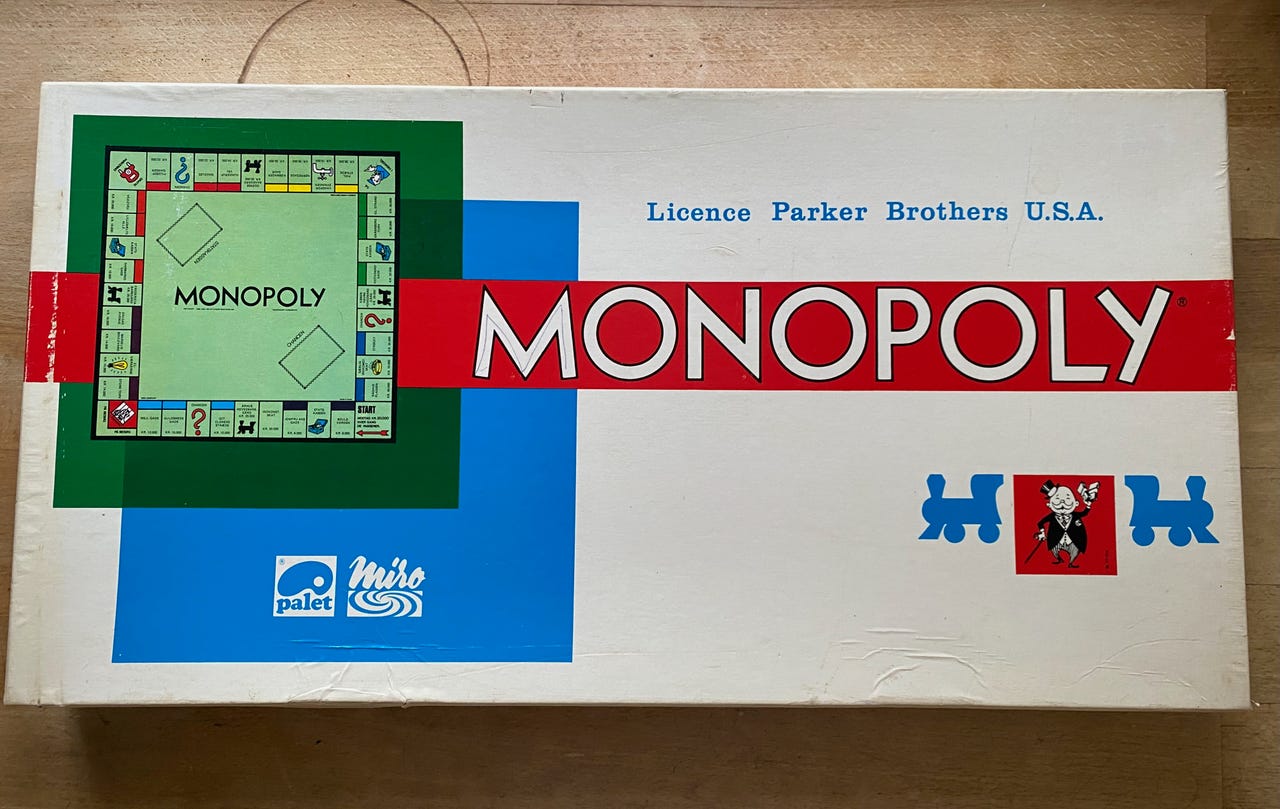 Vintage MONOPOLY brætspil i dansk udgave, 2-6 deltagere, SPIL OM FAST ...